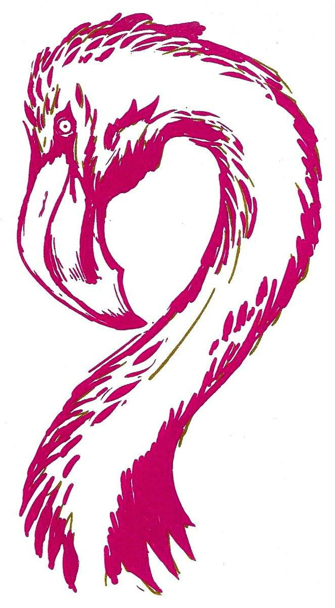 Grand tatouage flamant rose métallisé – Tattoo Sticker